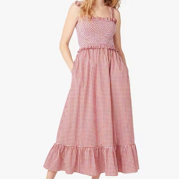 kate spade | Dresses | Kate Spade Gingham Red Midi Dress | Poshmark